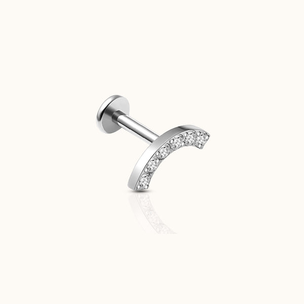 Smiley Curved Bridge White CZ Threadless Labret Titanium Flat Back Ear – Doviana