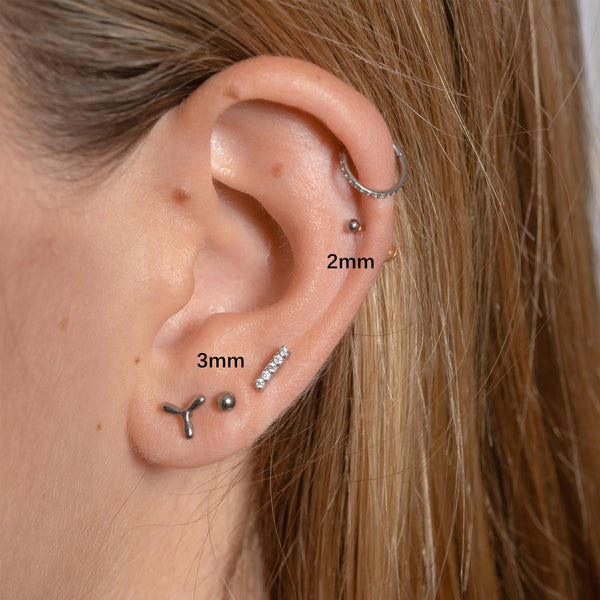 Ball Threadless Labret Flat Back Nap Earring Stud Push Back Wear to Sleep Doviana
