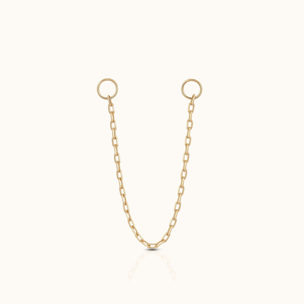14K Solid Gold Single Stud Connector Chain Convertible Dangle Cable Ch ...