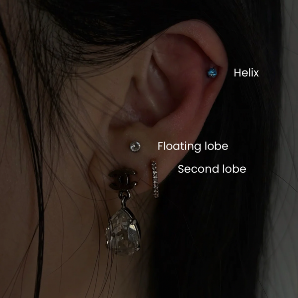 Stacked Mid Lobe Piercing NYC | DOVIANA Needle Piercing – Doviana