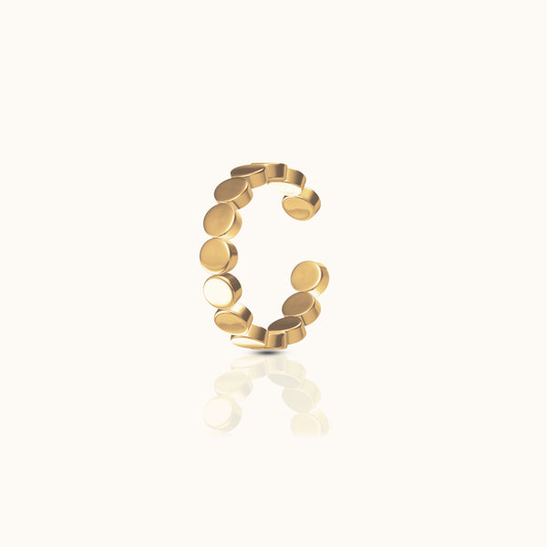Plain Sleek Gold Cartilage Fake Piercing Round Coin Ear Cuff by Doviana