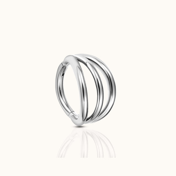 Triple Circle Geometric Clicker Titanium Hinged Hoop Earring – Doviana